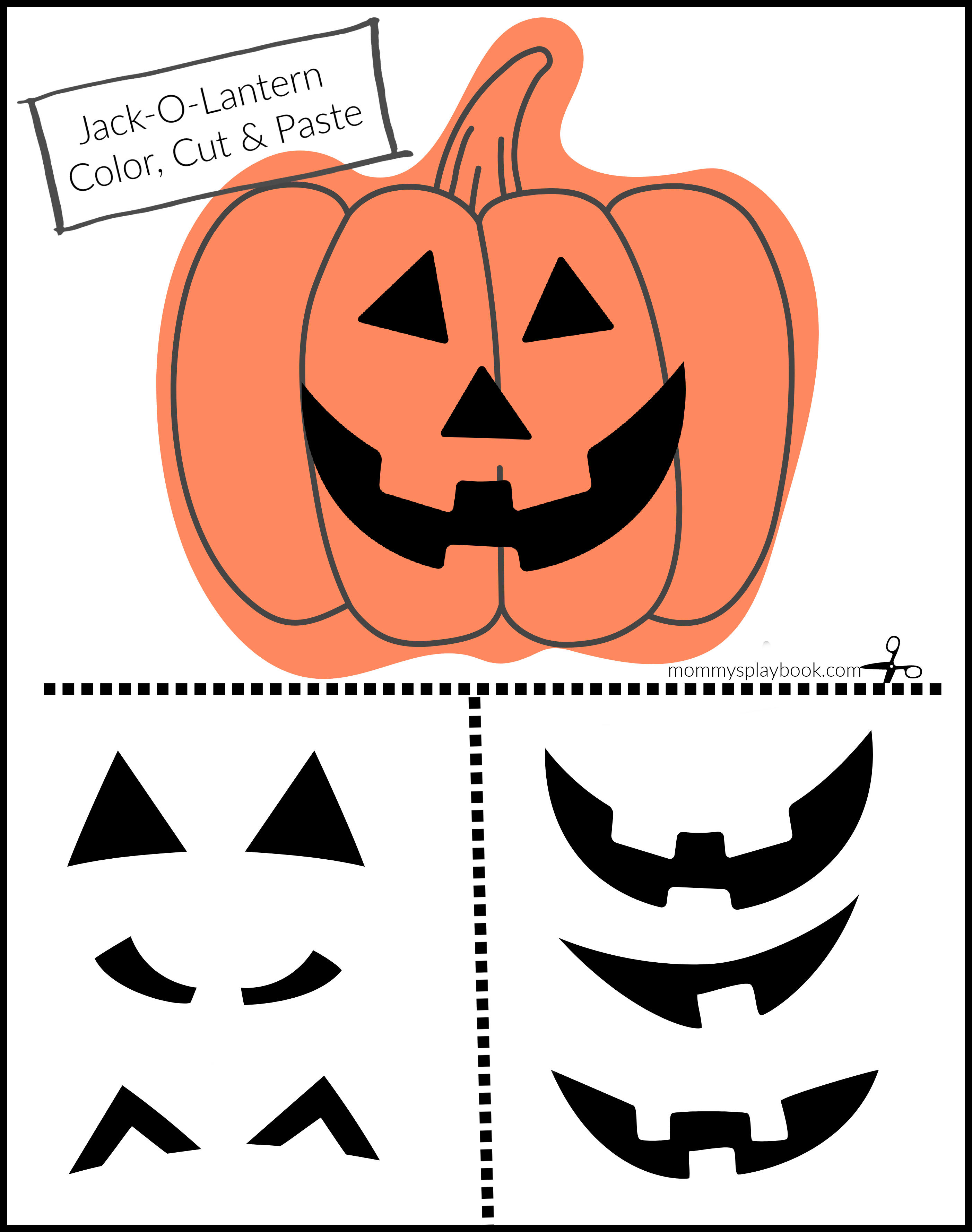 FREE PRINTABLE: Jack-O-Lantern Color, Cut, & Paste - Mommy's Playbook