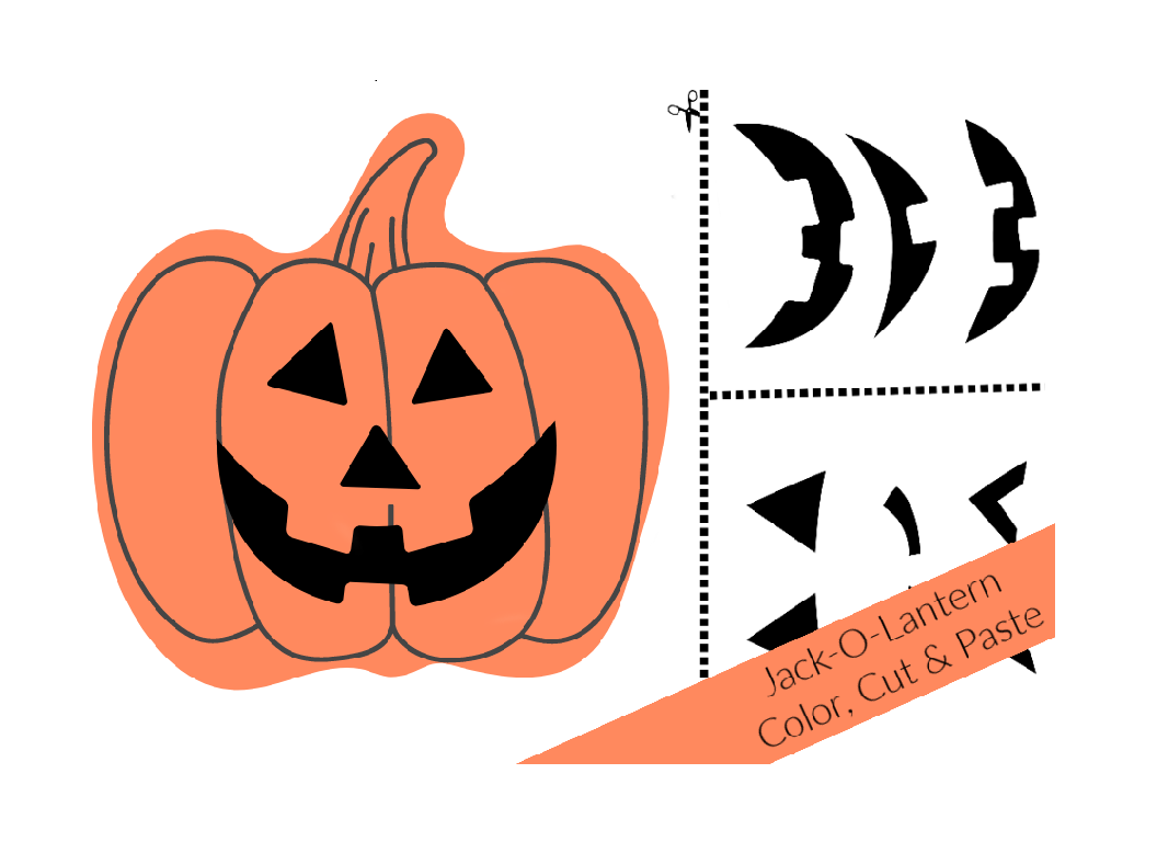 FREE PRINTABLE: Jack-O-Lantern Color, Cut, & Paste - Mommy's Playbook