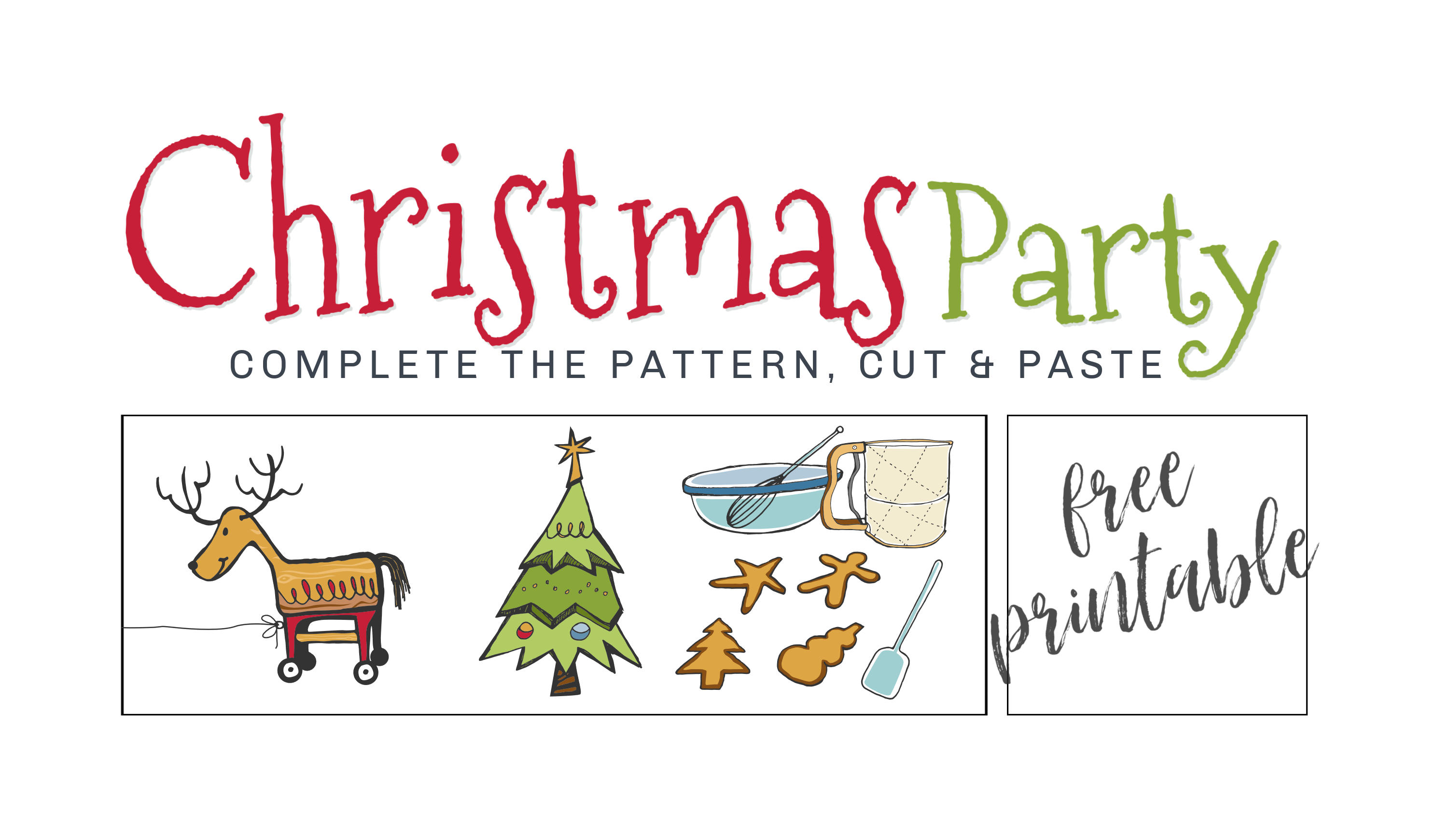 FREE PRINTABLE: Christmas Party Cut & Paste - Mommy's Playbook