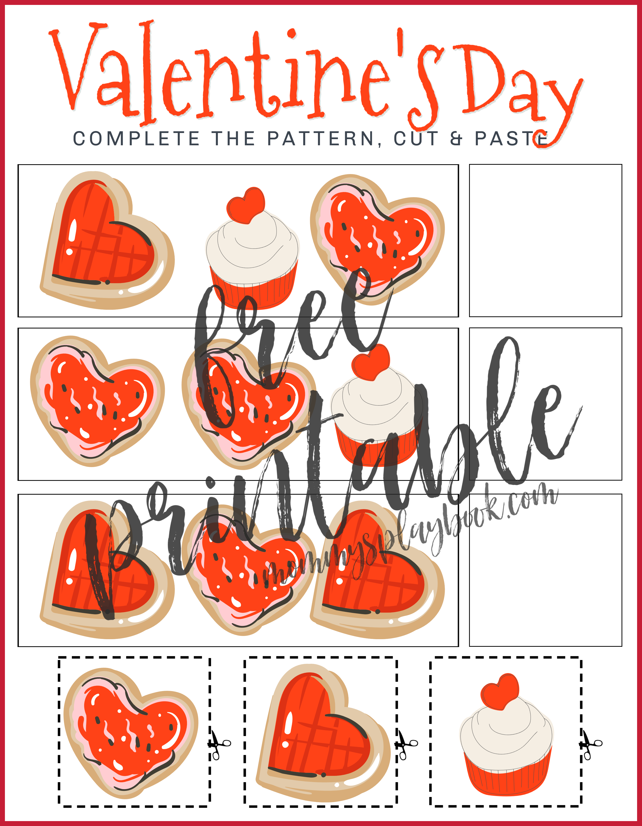 FREE PRINTABLE: Valentine's Day Cut & Paste Worksheet - Mommy's Playbook